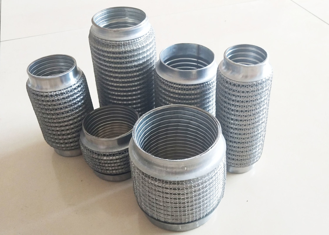 2" Id X 8" Long Universal Exhaust Flex Pipe With Interlock Liner / Wire ...