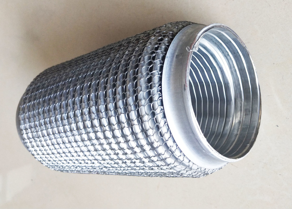 2" Id X 8" Long Universal Exhaust Flex Pipe With Interlock Liner / Wire ...