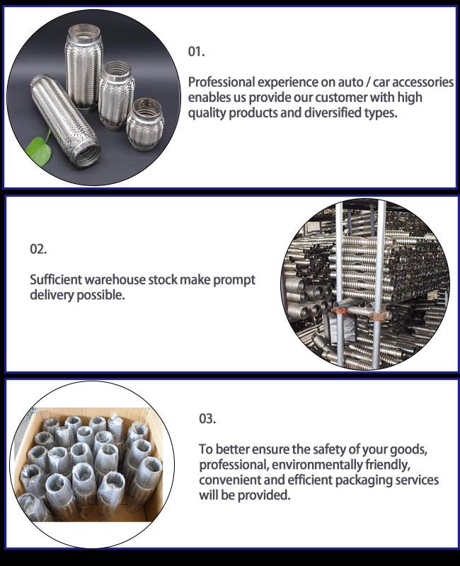 Custom Stainless Steel Flex Exhaust Pipe Inner Bellow Outer Braided for ...