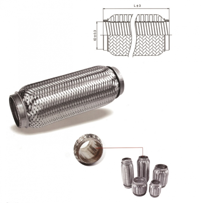 3" x 4" Inch Stainless Steel Exhaust Flex Pipe Stainless Steel ...