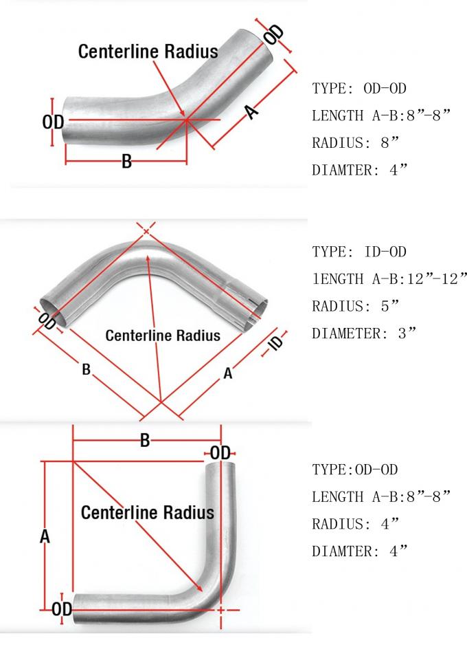 2.5" 2-1/2" 90 Degree 1.5mm Stainless Mandrel Bends